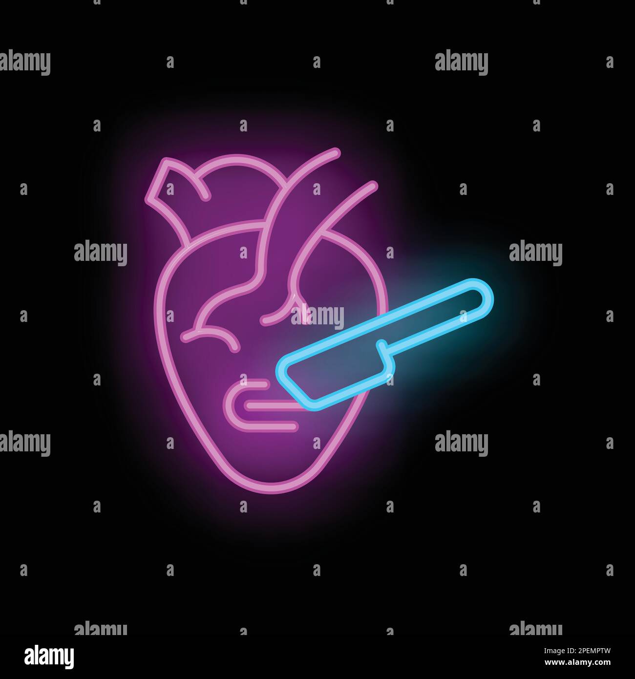 Heart cut icon outline vector. Clinic patient. Cardiac surgery neon ...