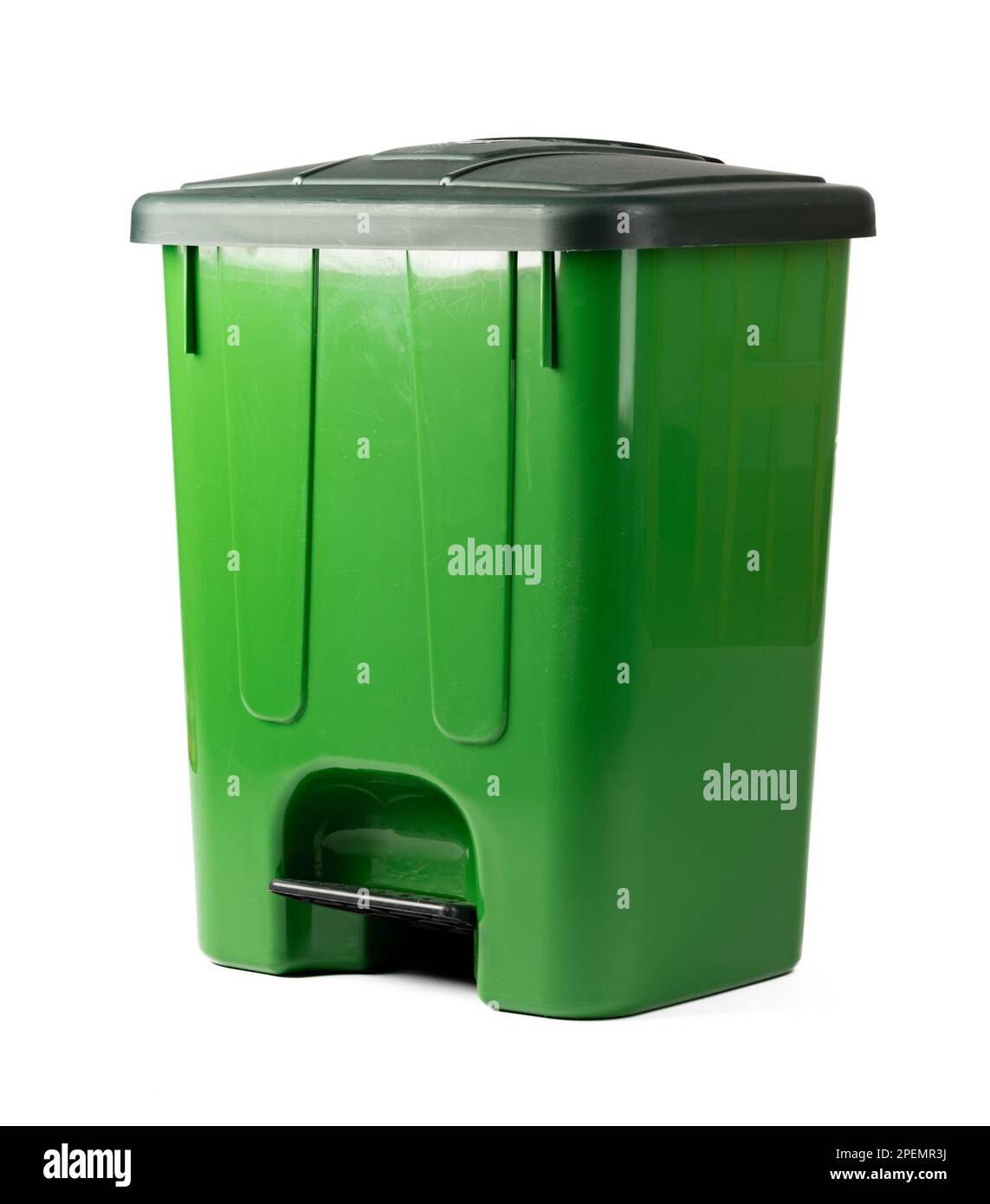 Green recycle bin isolated on white background Stock Photo - Alamy