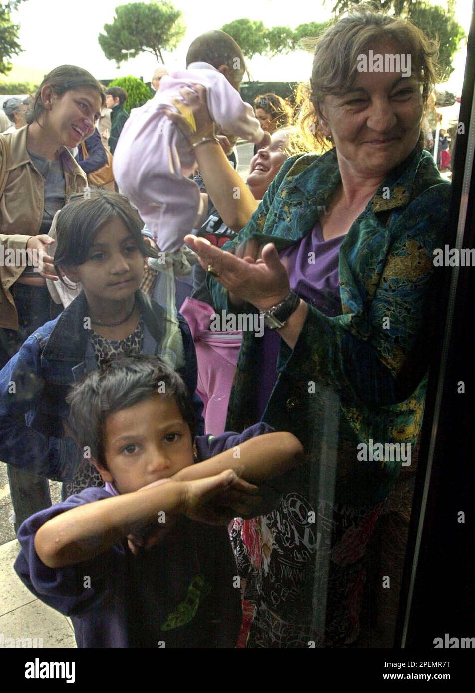 Gypsy people wait for the beginning of a party to celebrate the ...