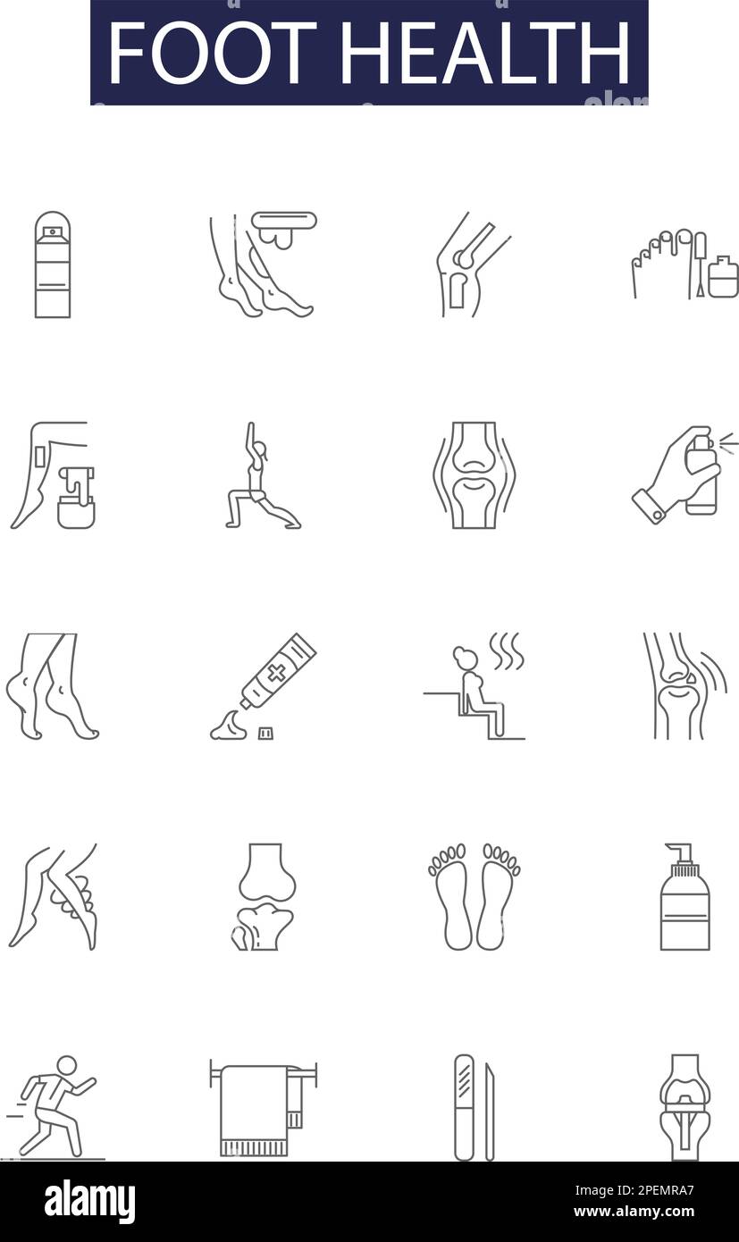 Foot health line vector icons and signs. Footwear, Stimulation ...
