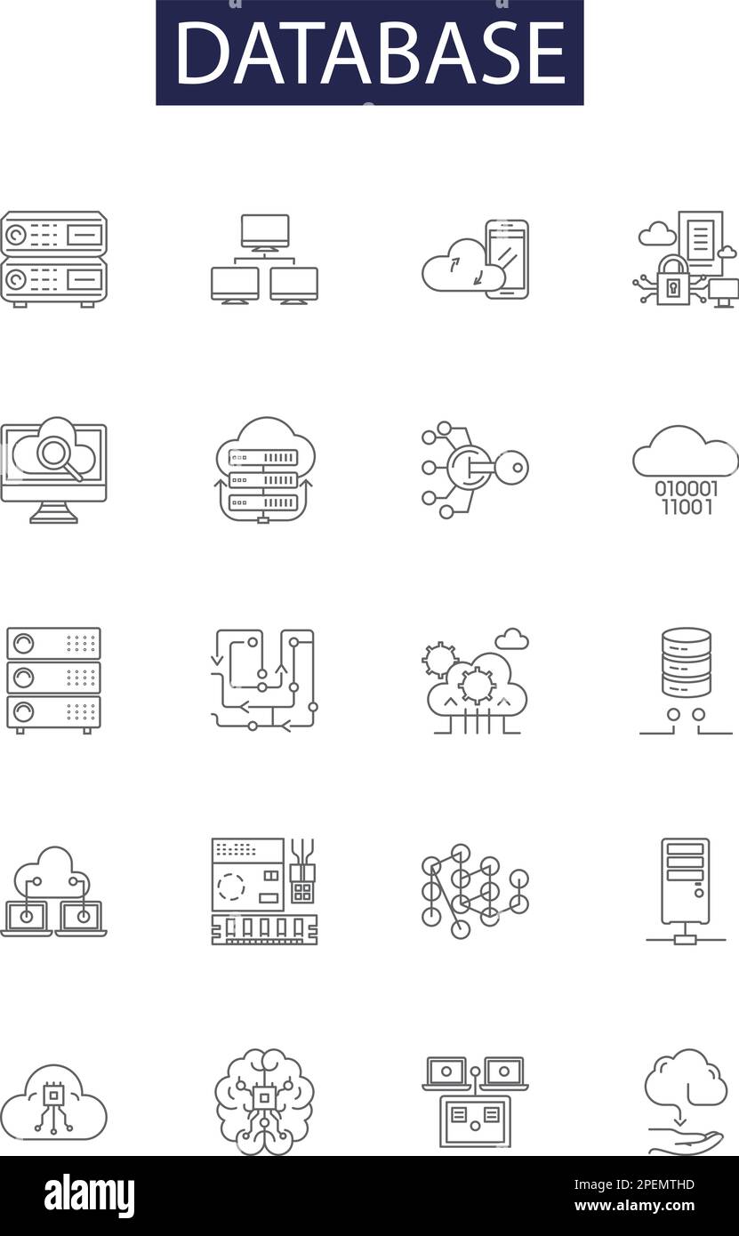 Database Line Vector Icons And Signs Db Storage Files Tables Access Sql Query Records