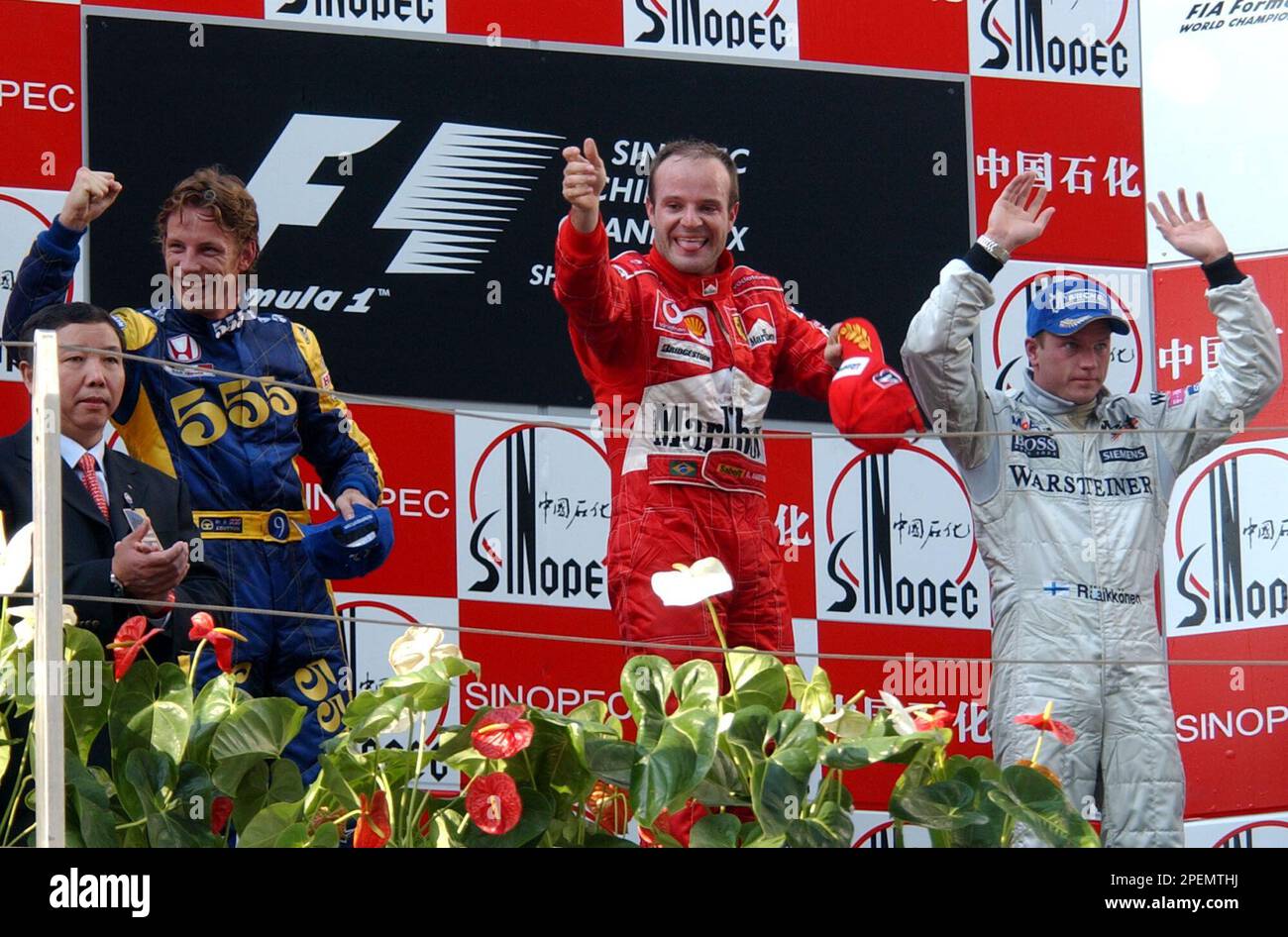 The top three finishers in the first ever Chinese F1 Grand Prix at the ...