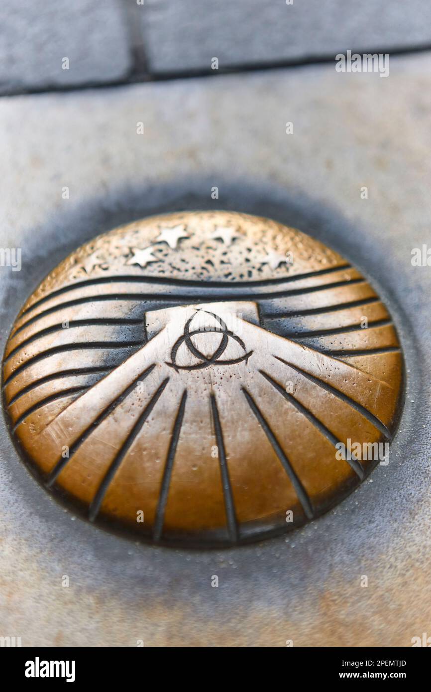 Bordeaux symbol, metallic golden badge with moons in crescent. France ...