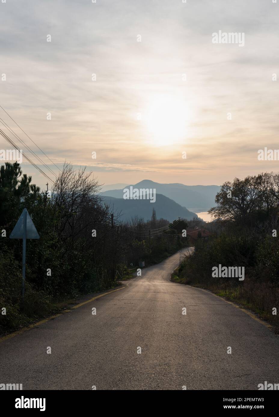 An empty winding road at sunset. Bartin, Turkey Stock Photo - Alamy