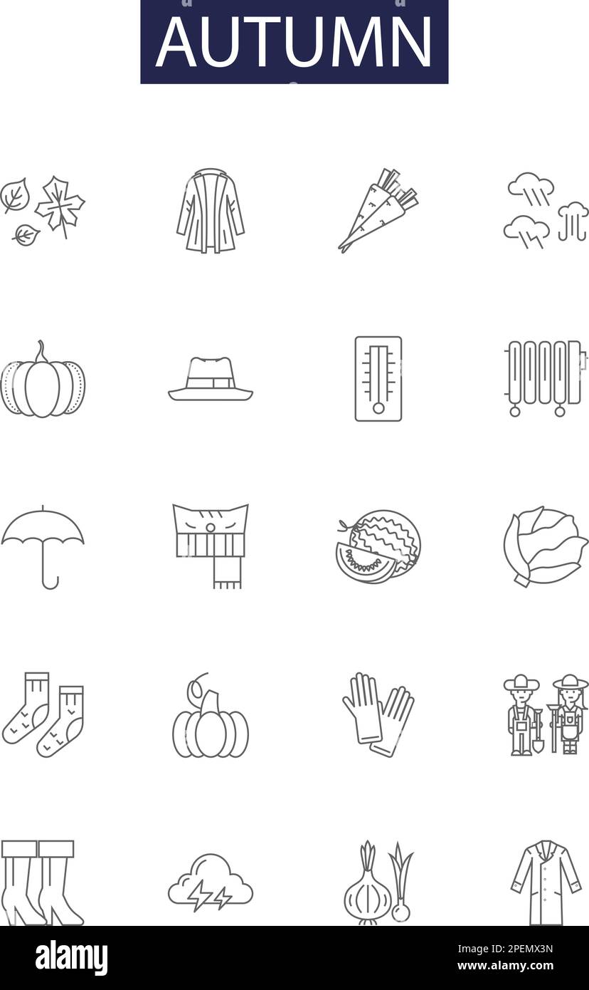 Autumn line vector icons and signs. Leaves, Season, Harvest, Windy ...