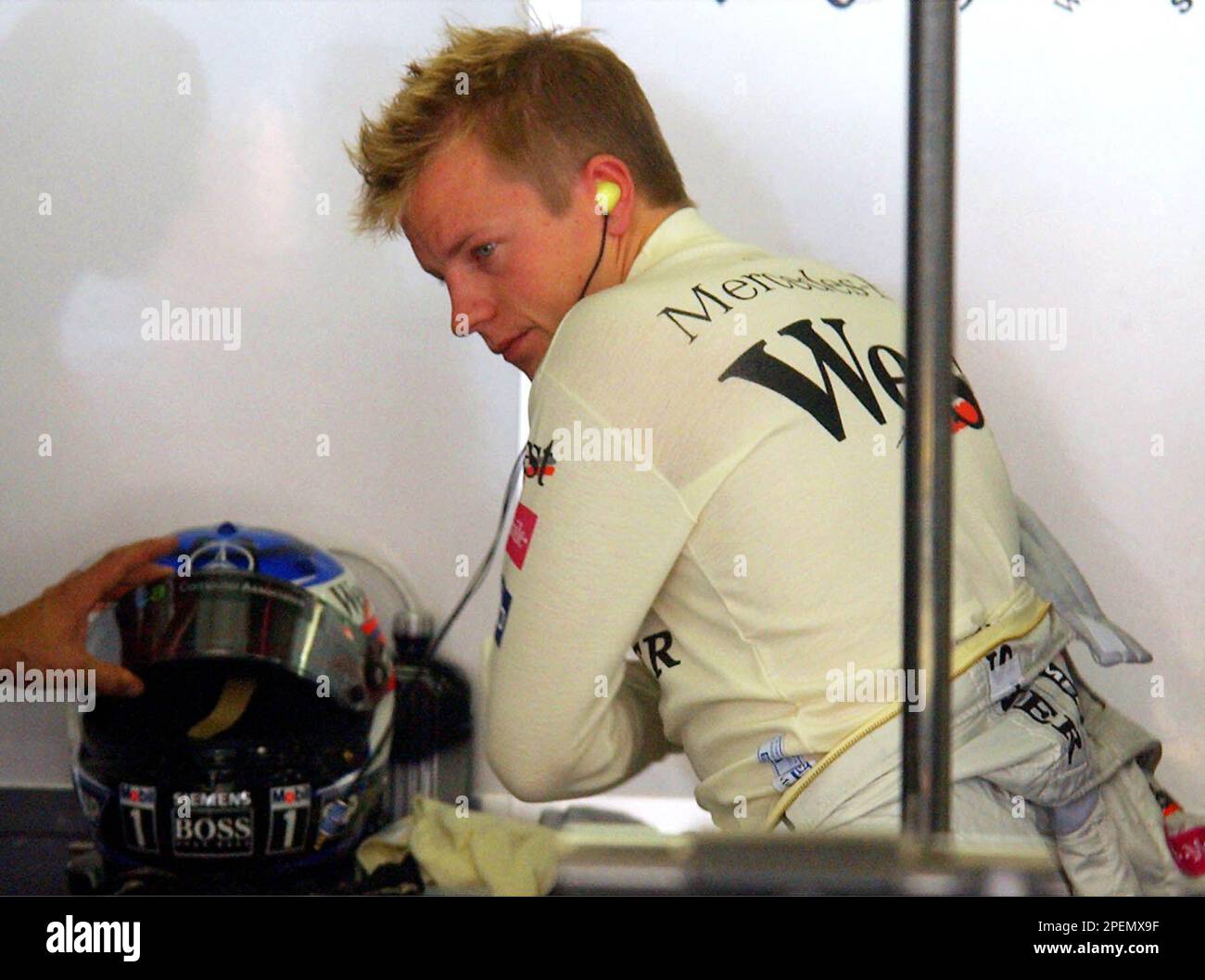 McLaren's Kimi Raikkonen waits for the third free practice session for ...