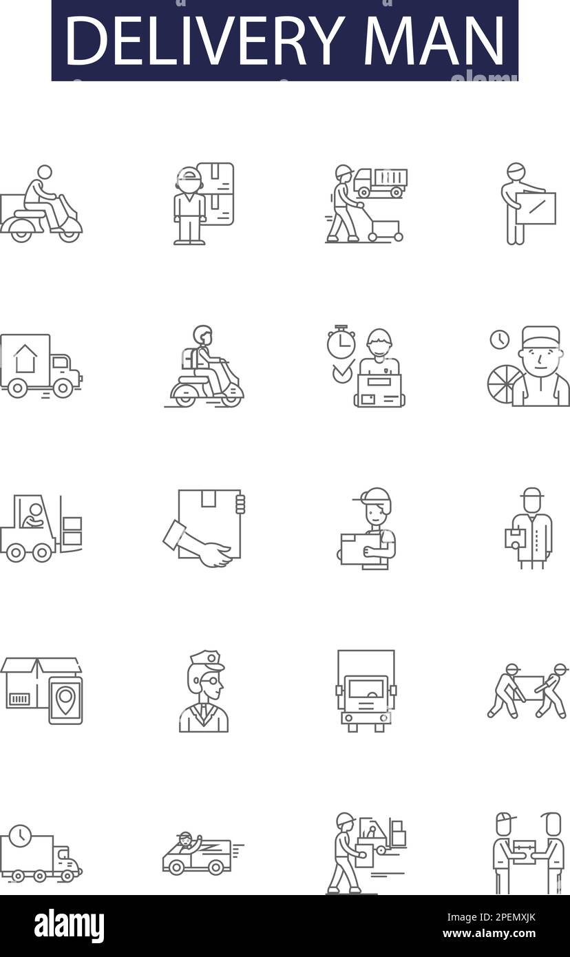 Delivery man line vector icons and signs. Deliverer, Carrier, Messenger ...