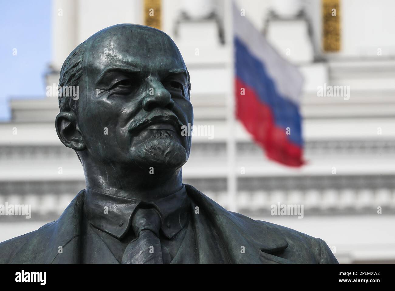 March 13, 2023. Russia. Moscow. Monument to V.I. Lenin at the pavilion ...