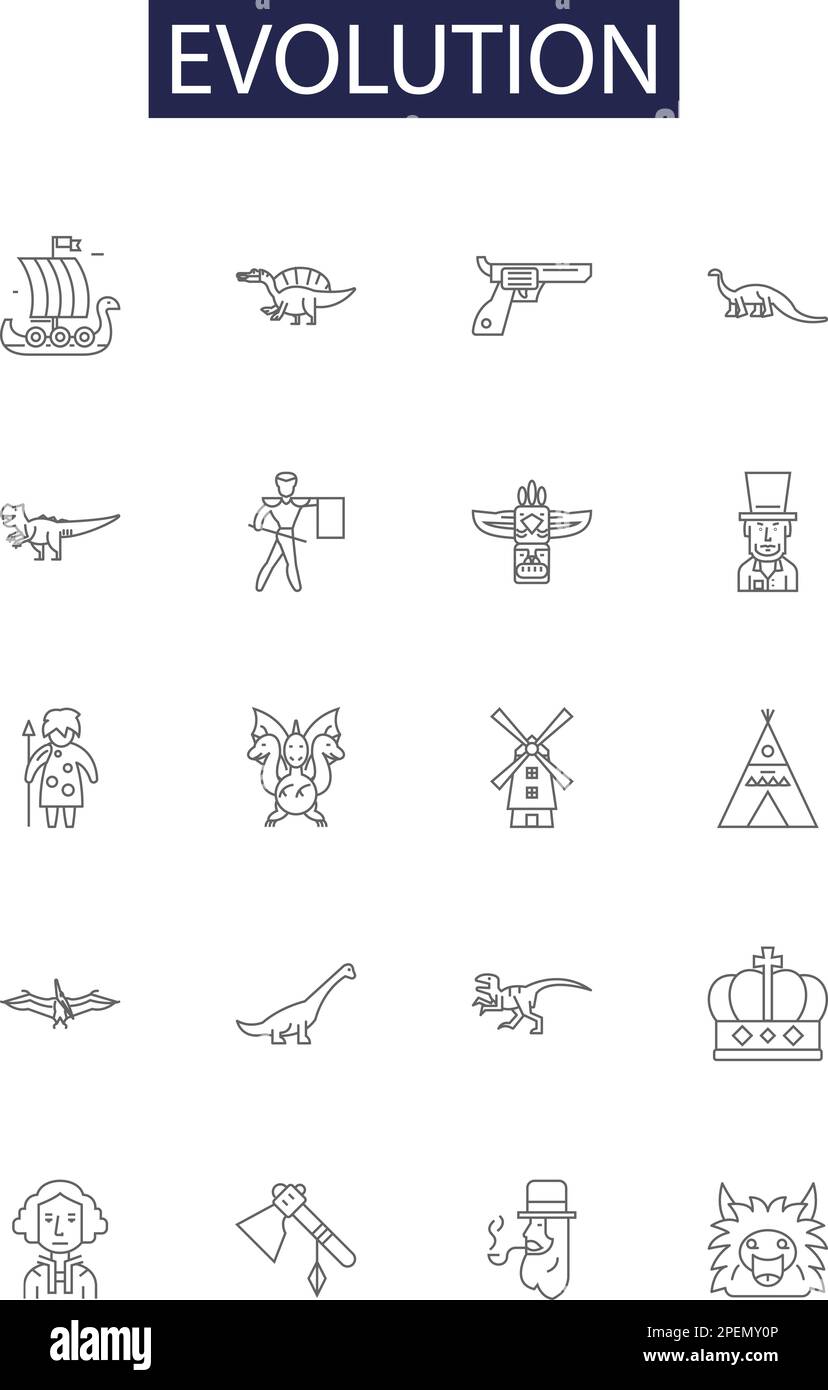 Evolution line vector icons and signs. Progression, Change, Adaptation ...