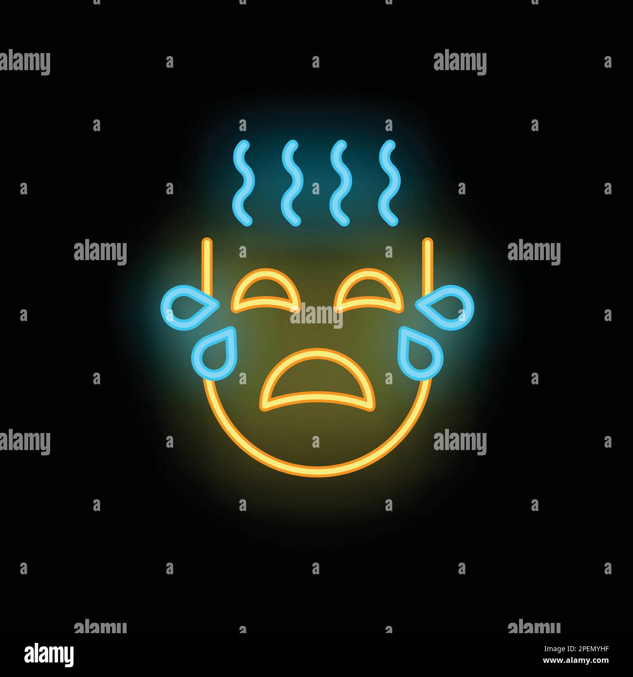 Burnout cry icon outline vector. Mental stress. Sad overload neon color ...