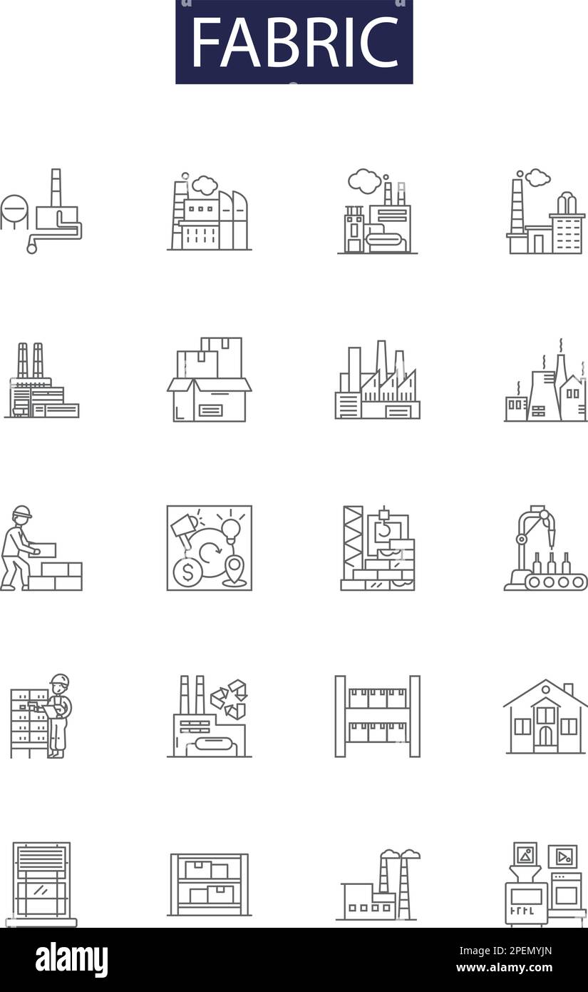 Fabric line vector icons and signs. Fabric, Textile, Muslin, Brocade ...