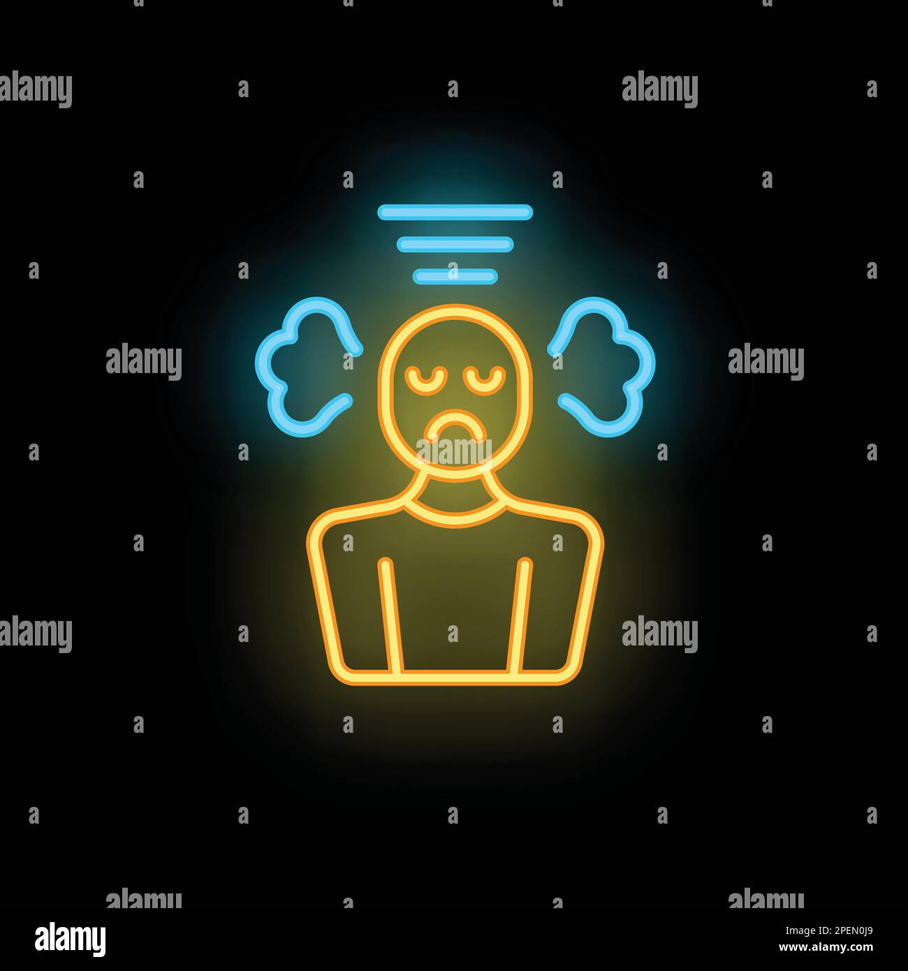 Mental stress icon outline vector. Burnout employee. Busy person neon ...
