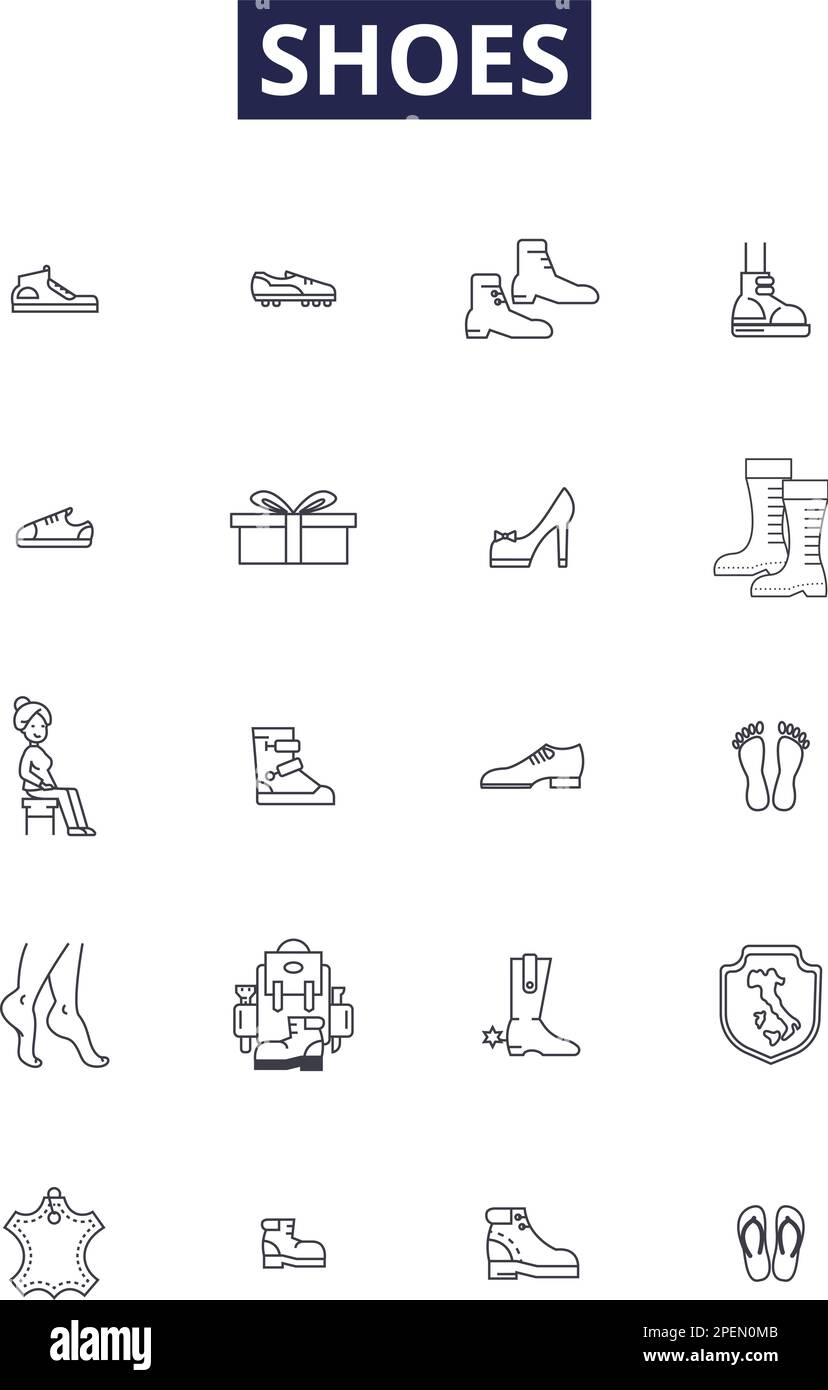 Shoes line vector icons and signs. Footwear, Heels, Flats, Pumps ...