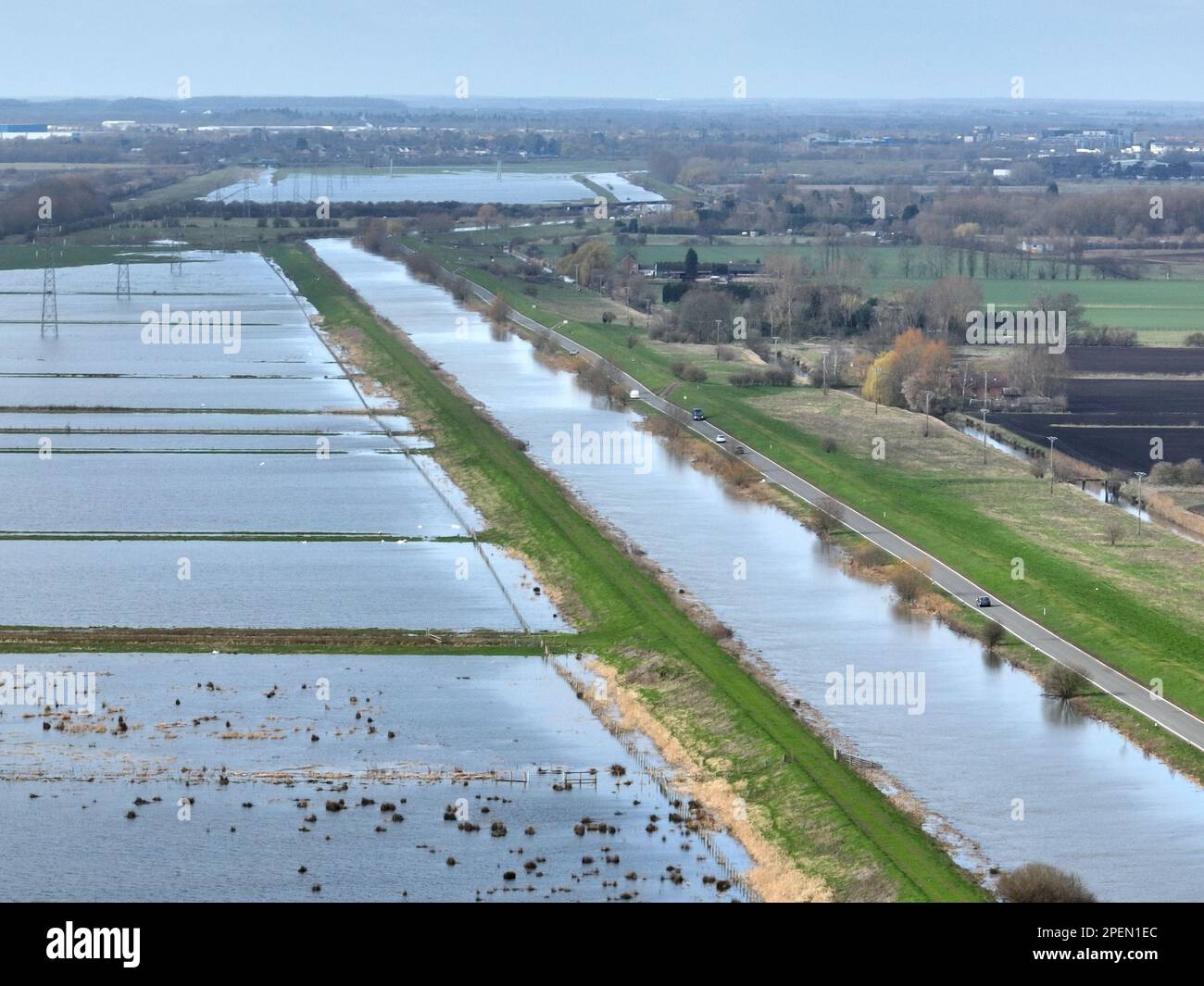 Peterborough, UK. 14th Mar, 2023. The River Nene has breached its banks ...