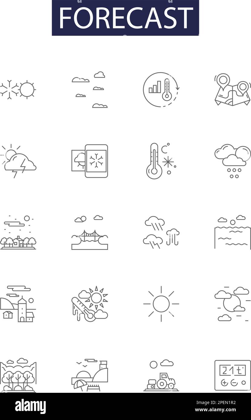 Forecast line vector icons and signs. Anticipate, Foretell, Foresee ...