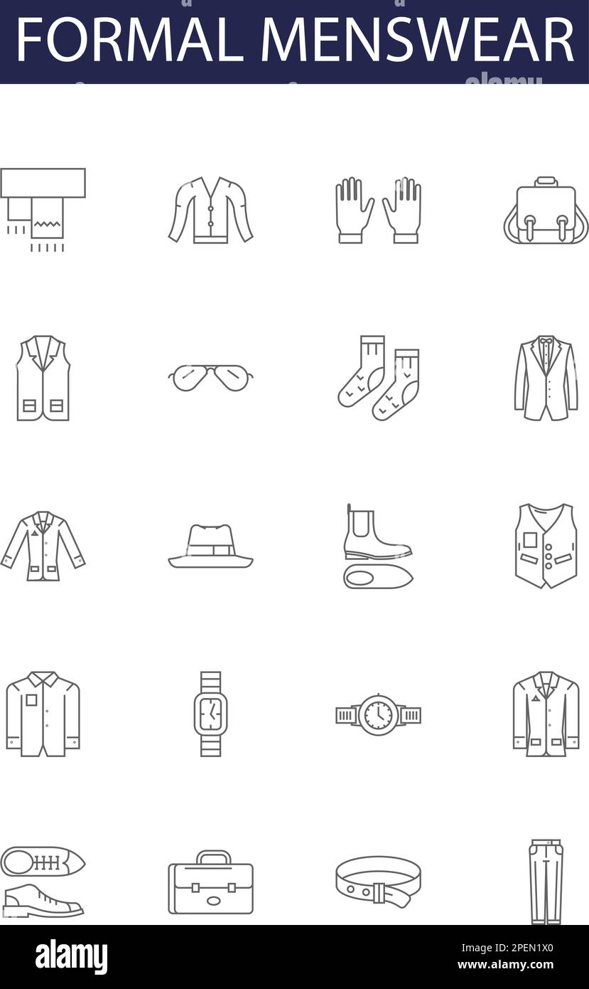 Formal menswear line vector icons and signs. menswear, male, fashion ...