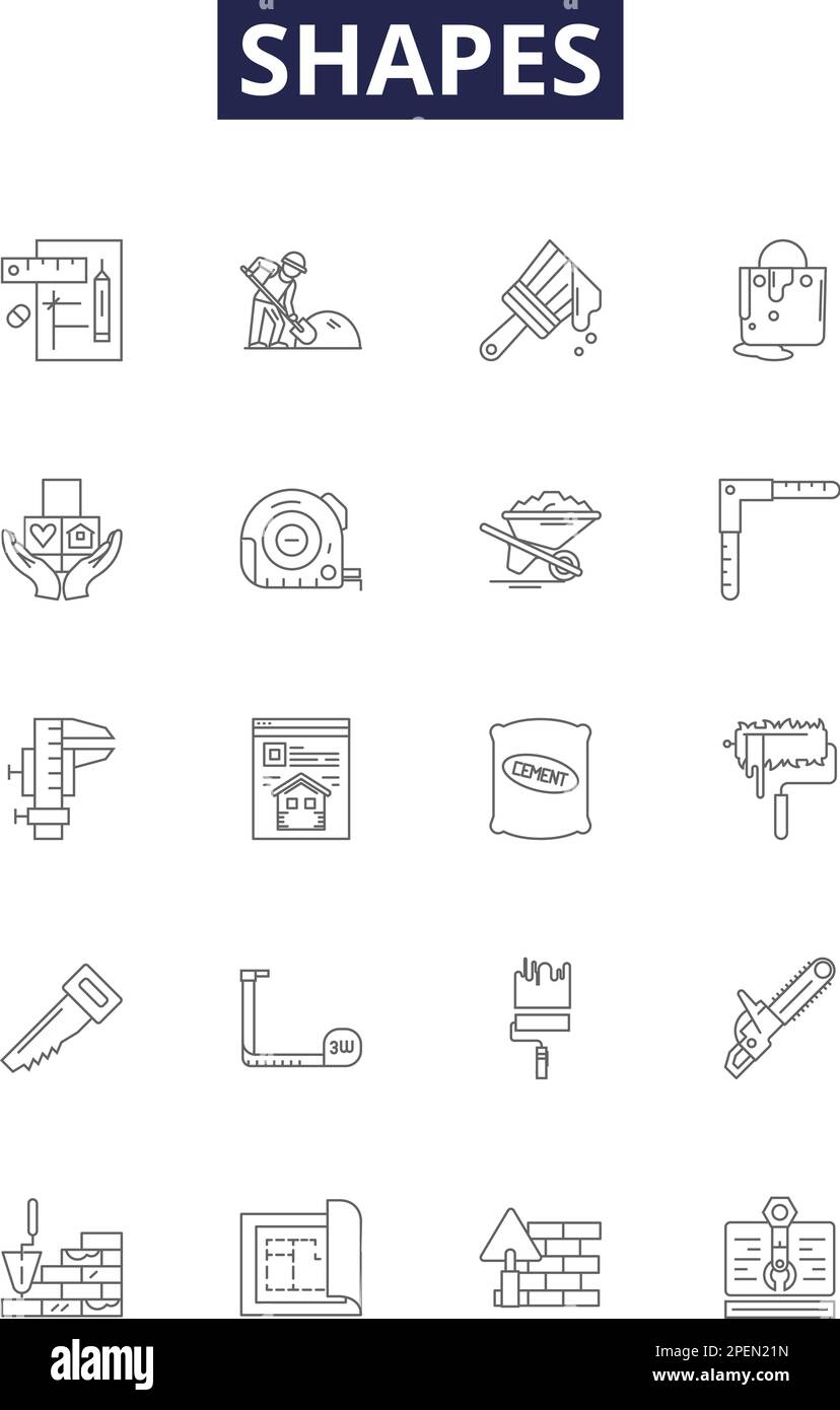 Shapes line vector icons and signs. Square, Rectangle, Triangle ...