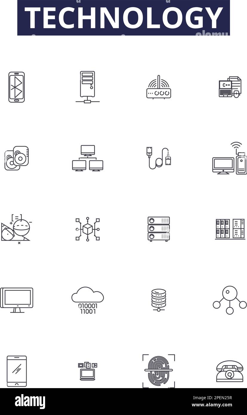 Technology line vector icons and signs. IT, Electronics, Robotics ... Technology line vector icons and signs. IT, Electronics, Robotics ...