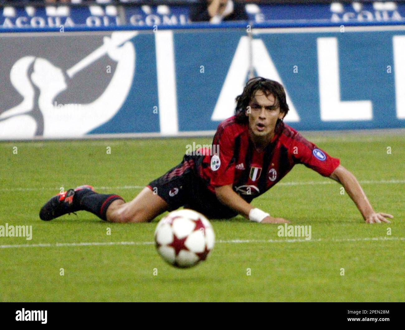 A.C. Milan forward Filippo Inzaghi looks the ball during Italy major ...