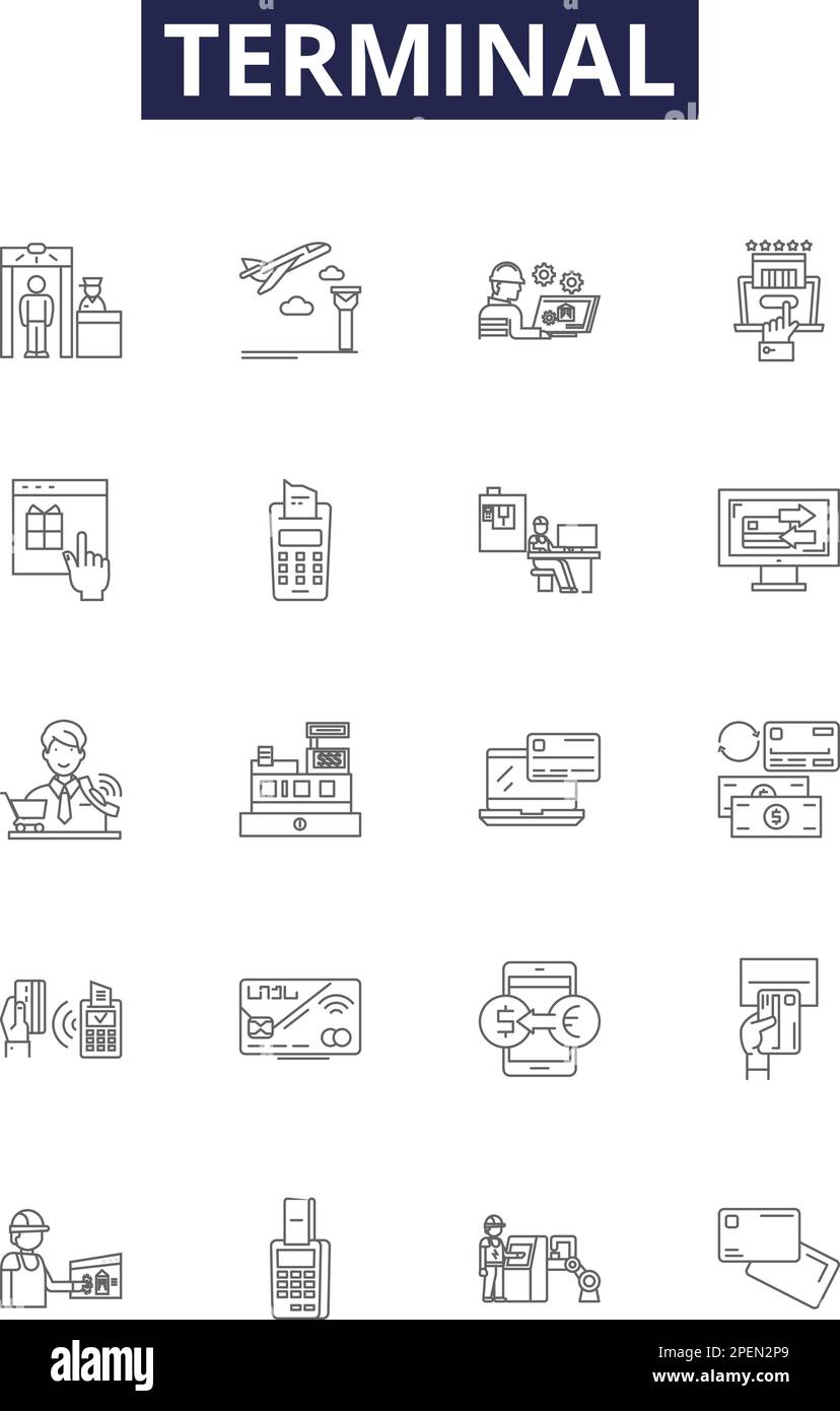 Terminal line vector icons and signs. Station, Network, Adaptor, Access ... Terminal line vector icons and signs. Station, Network, Adaptor, Access ...