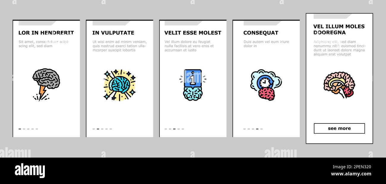 brain human mind head idea onboarding icons set vector Stock Vector ...