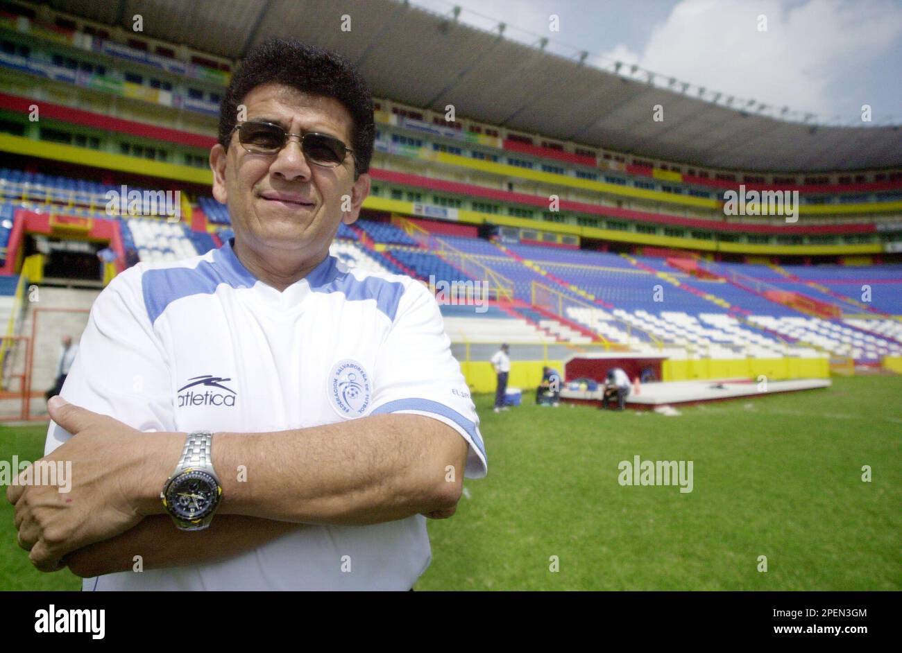 Armando Contreras Palma, new coach of the Salvadoran soccer team, poses ...