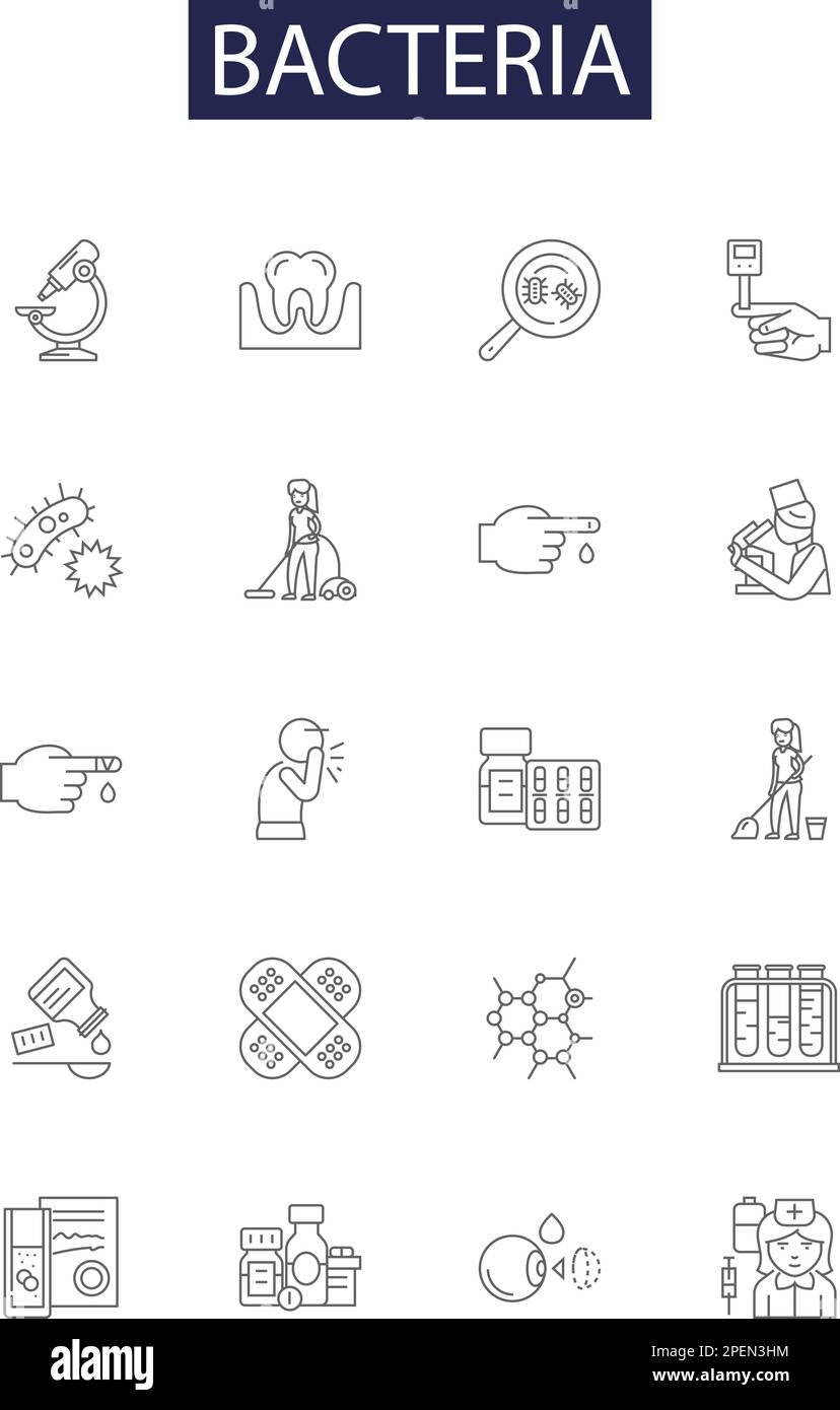 Bacteria line vector icons and signs. bacterium, biology, medical ...