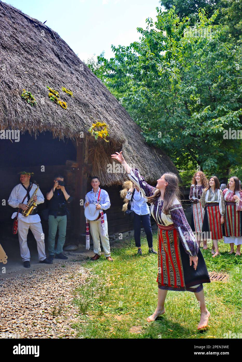 Specific traditions of Sanziene - Romanian celebration with boys and ...