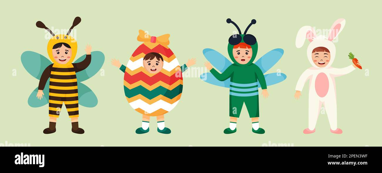 Happy Easter cute cartoon character vector set. Festival and cultural ...