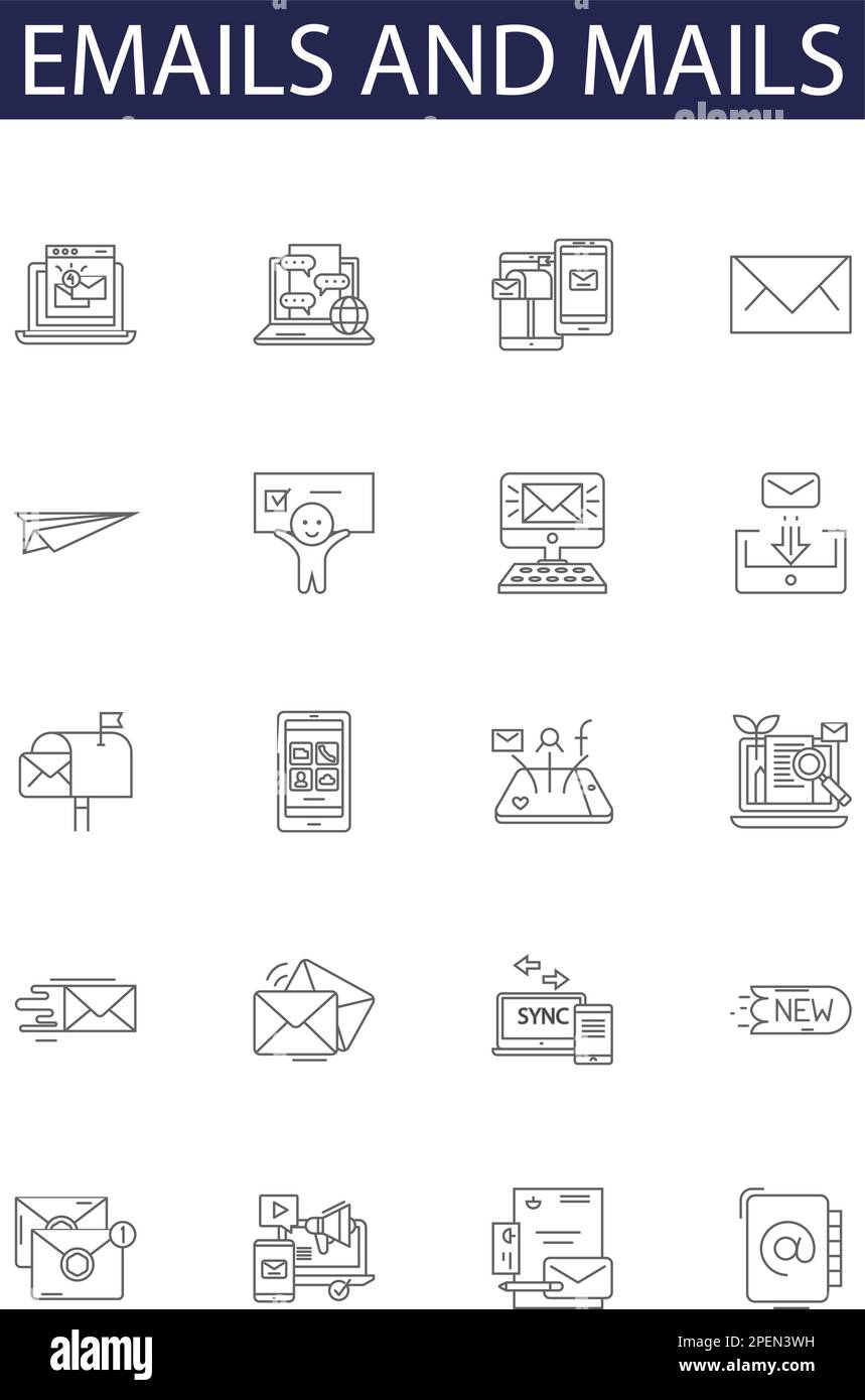 Emails and mails line vector icons and signs. email, message, web ...