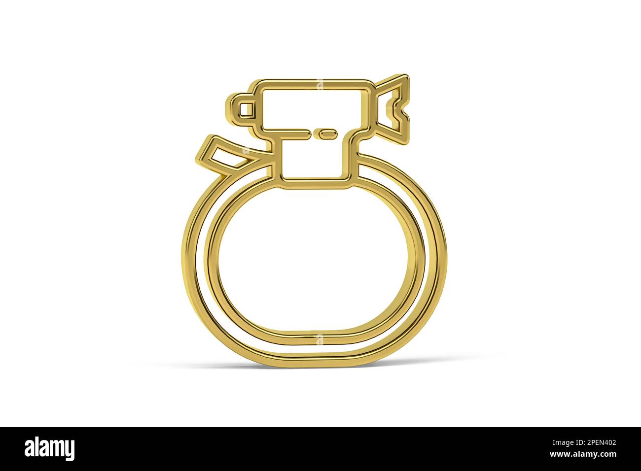 Golden 3d hose clamp icon isolated on white background - 3d render ...