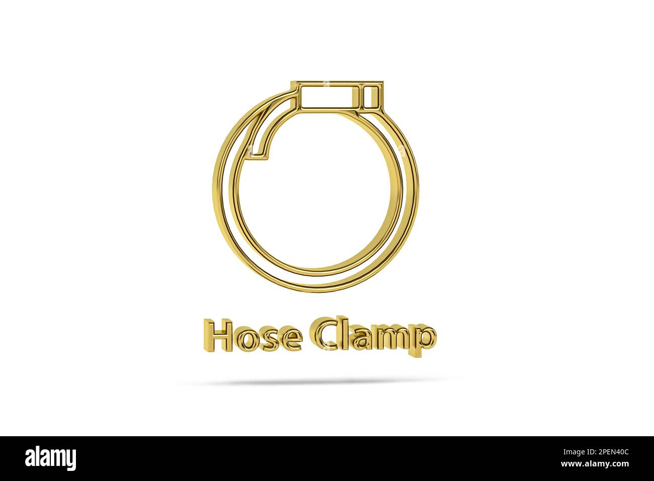 Golden 3d hose clamp icon isolated on white background - 3d render ...