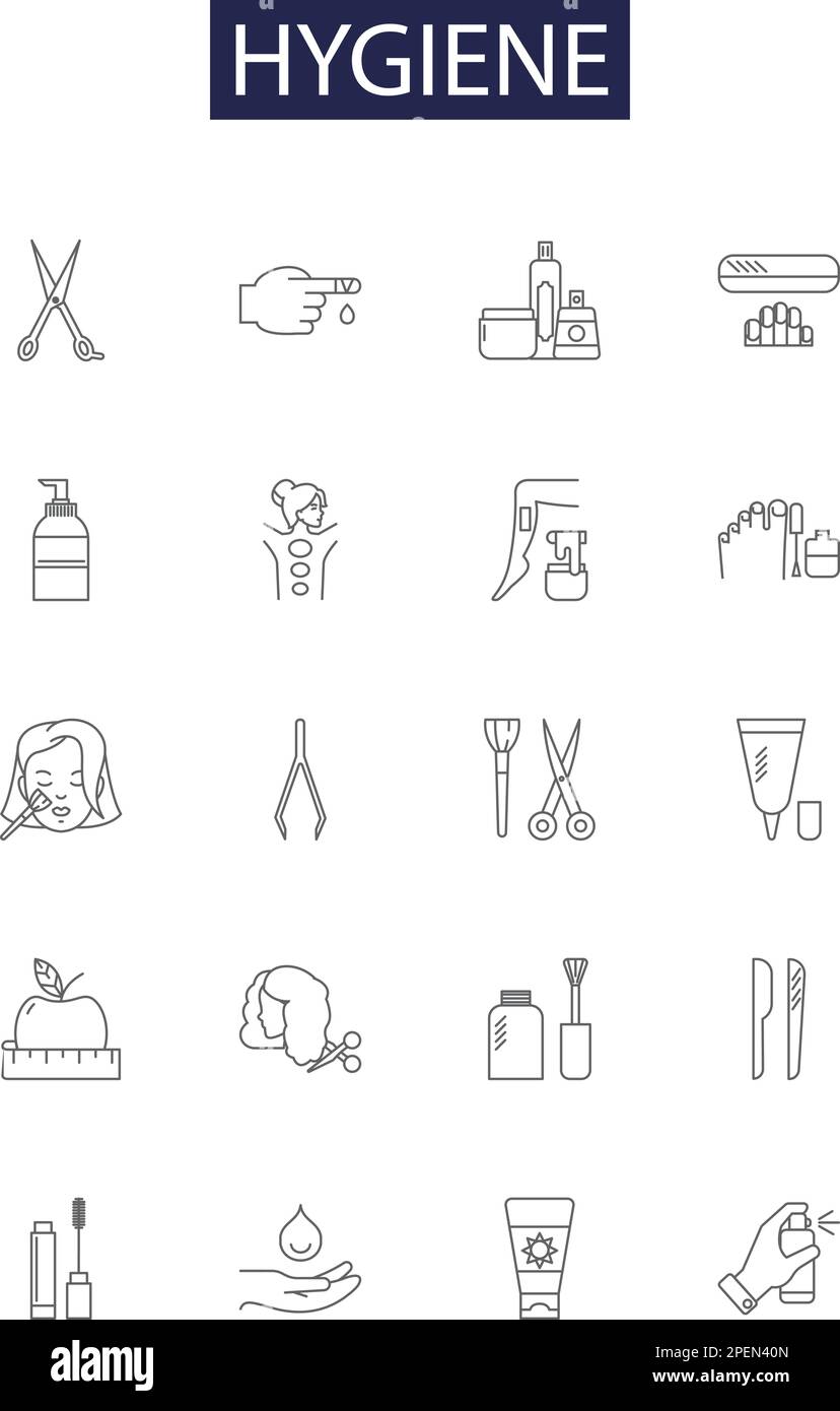 Hygiene line vector icons and signs. Hygienic, Sanitary, Sterilization ...