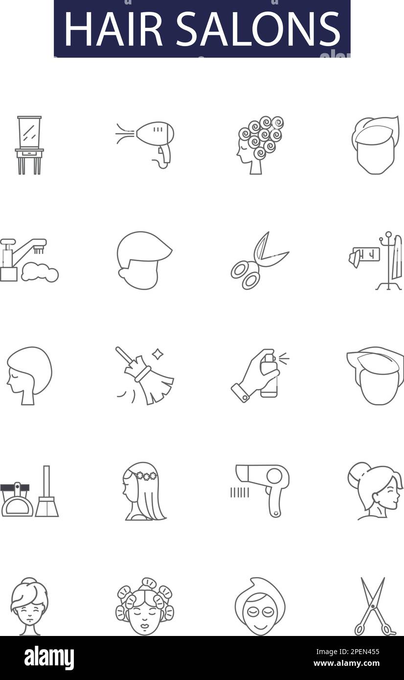 Hair salons line vector icons and signs. Blowouts, Coloring, Styling, Updos, Perms, Highlights ...