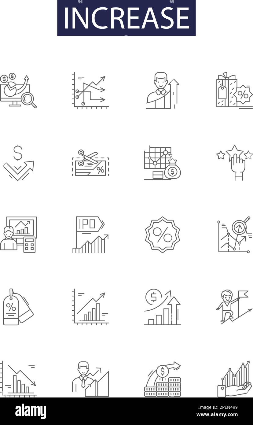 Increase line vector icons and signs. Accelerate, Amplify, Expand ...