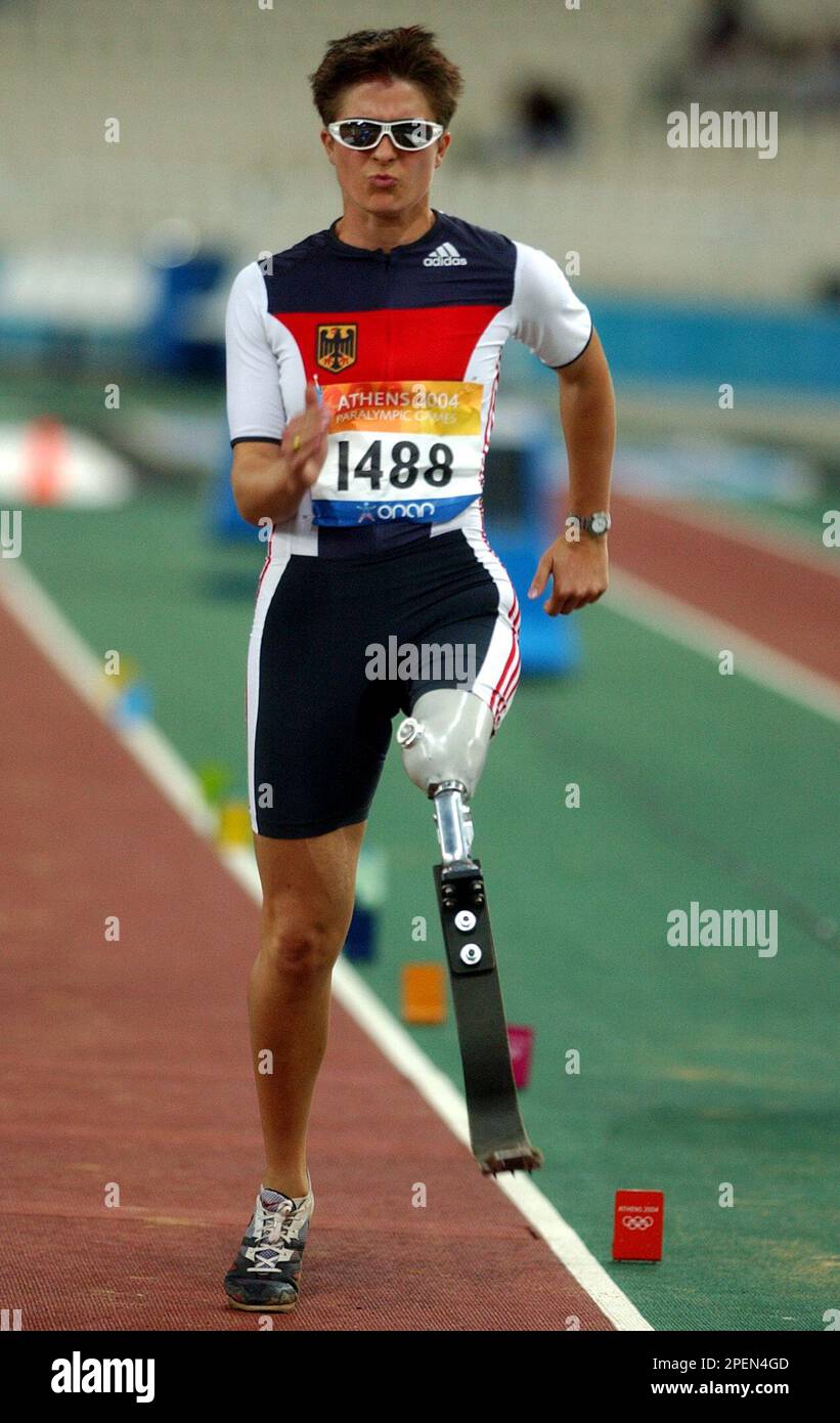 Germany's C. Wolf competes during the Women's Long Jump - F42 final at ...