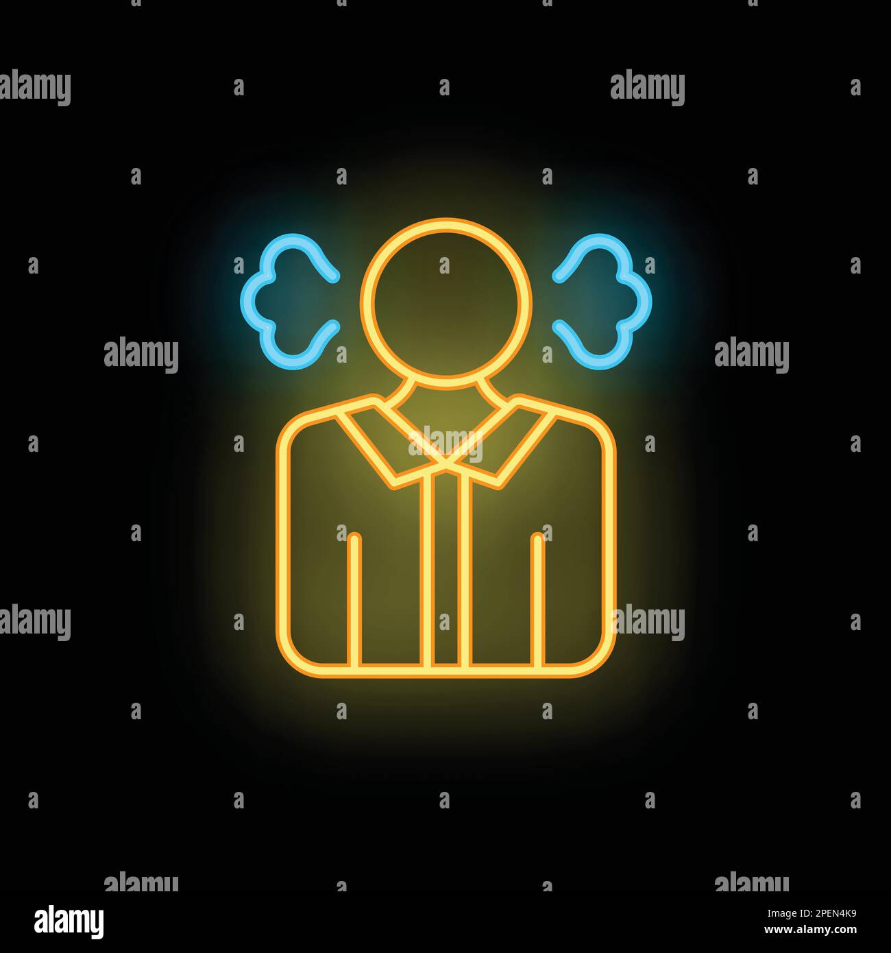 Burnout icon outline vector. Work stress. Sad person neon color ...