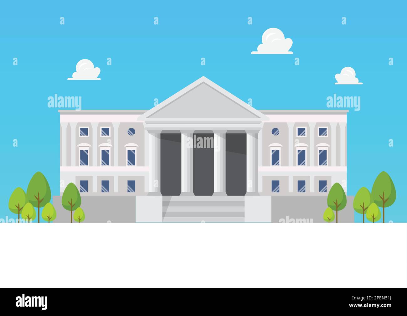 Bank building in flat style. Bank on blue sky background Stock Vector ...