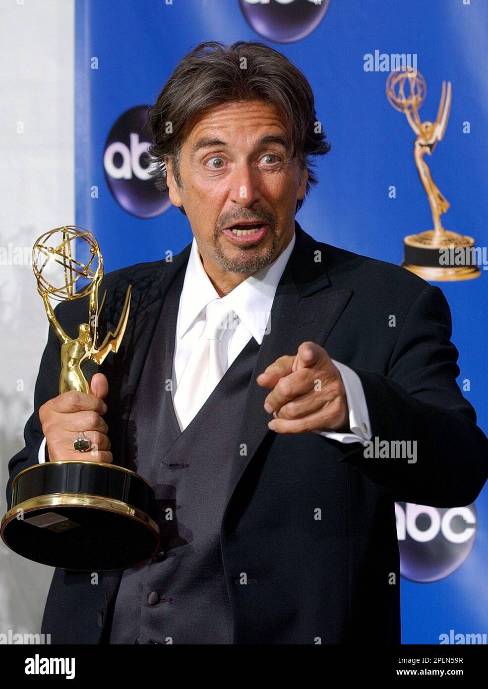 Al Pacino poses with his trophy for outstanding lead actor in a ...