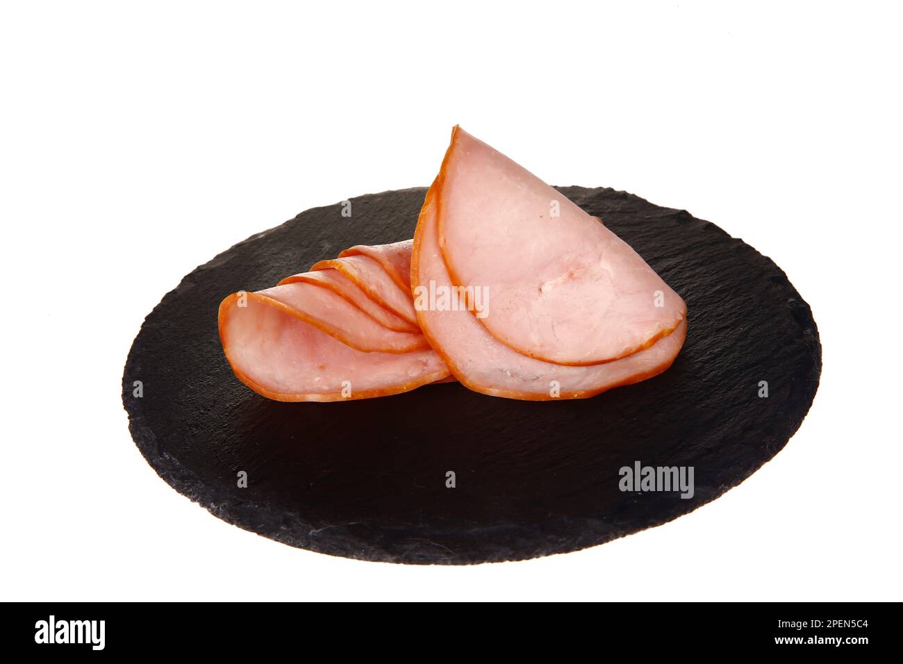 Pork ham slices of isolated on a white background, features Stock Photo ...
