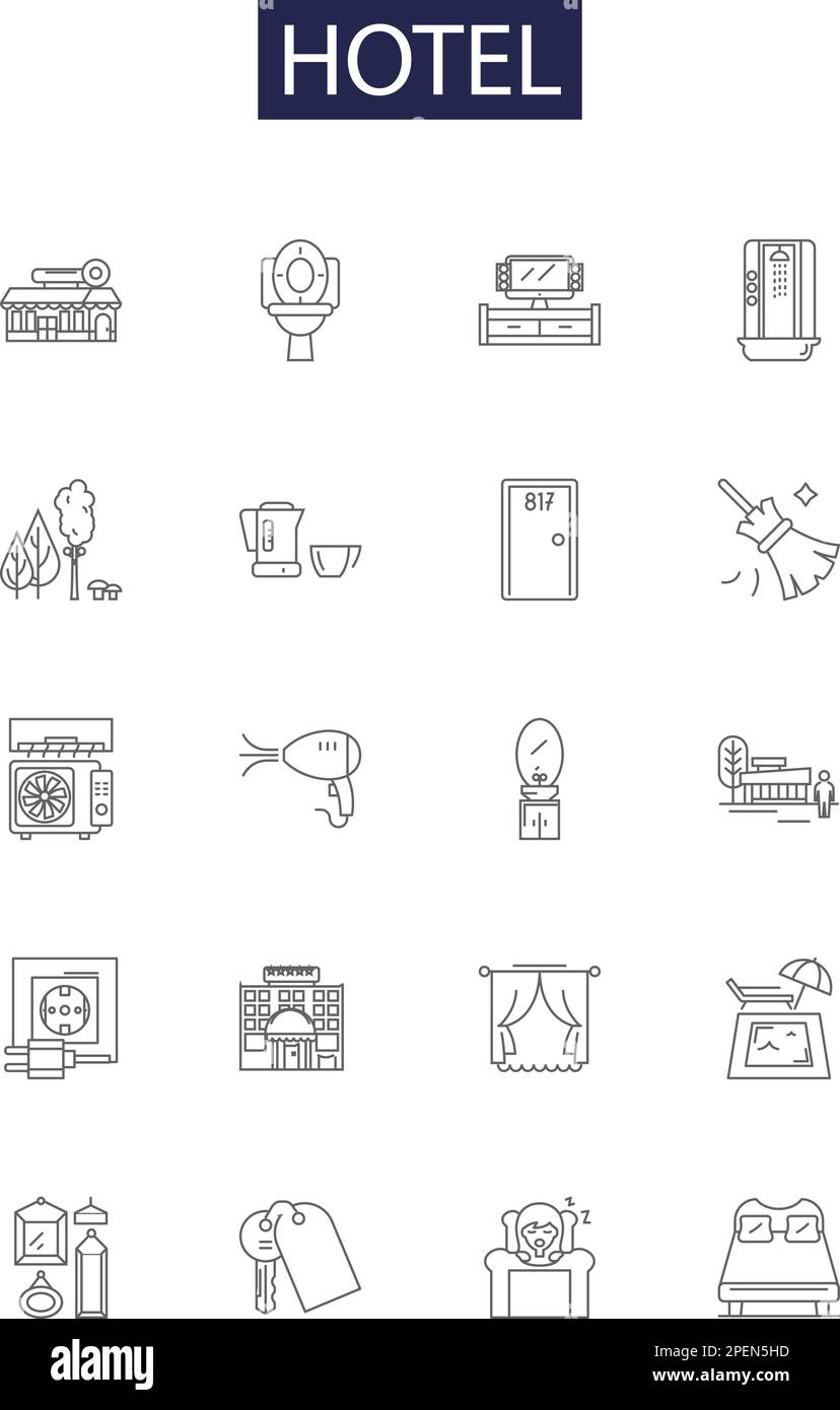 Hotel line vector icons and signs. Resort, Inn, B&B, Suite, Hostel ...