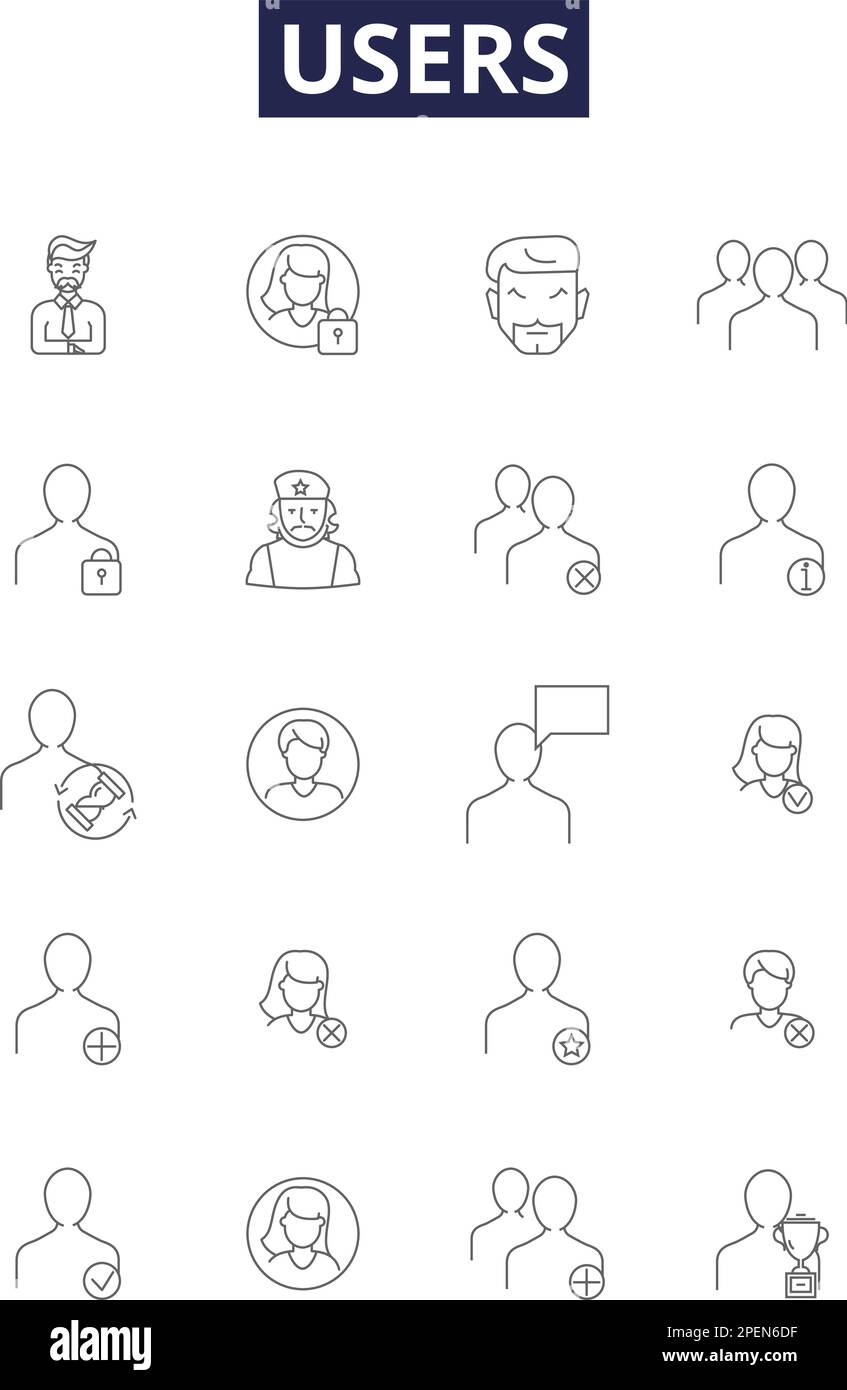 Users line vector icons and signs. people, user, icon, illustration ...