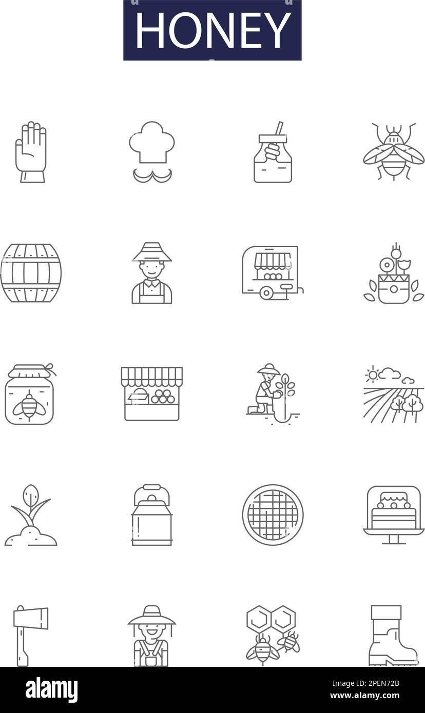 Honey line vector icons and signs. nectar, golden, sticky, pure, liquid ...