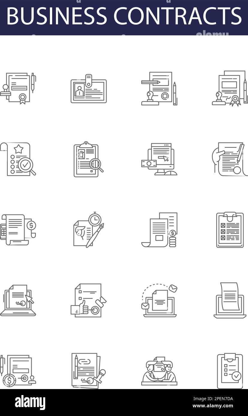 Business Contracts Line Vector Icons And Signs Business Agreement