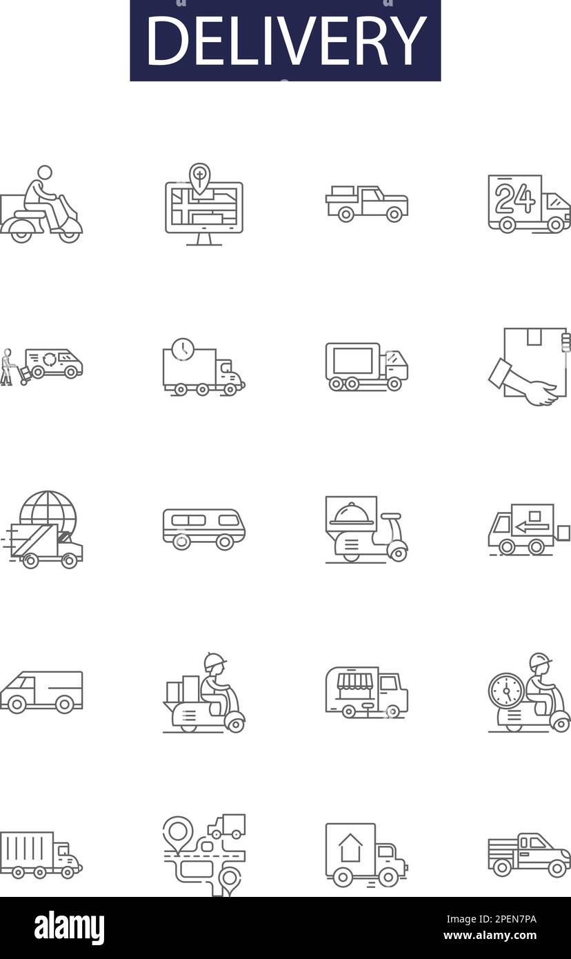 Delivery line vector icons and signs. Shipment, Messaging, Cargo, Courier, Express, Transmit ...