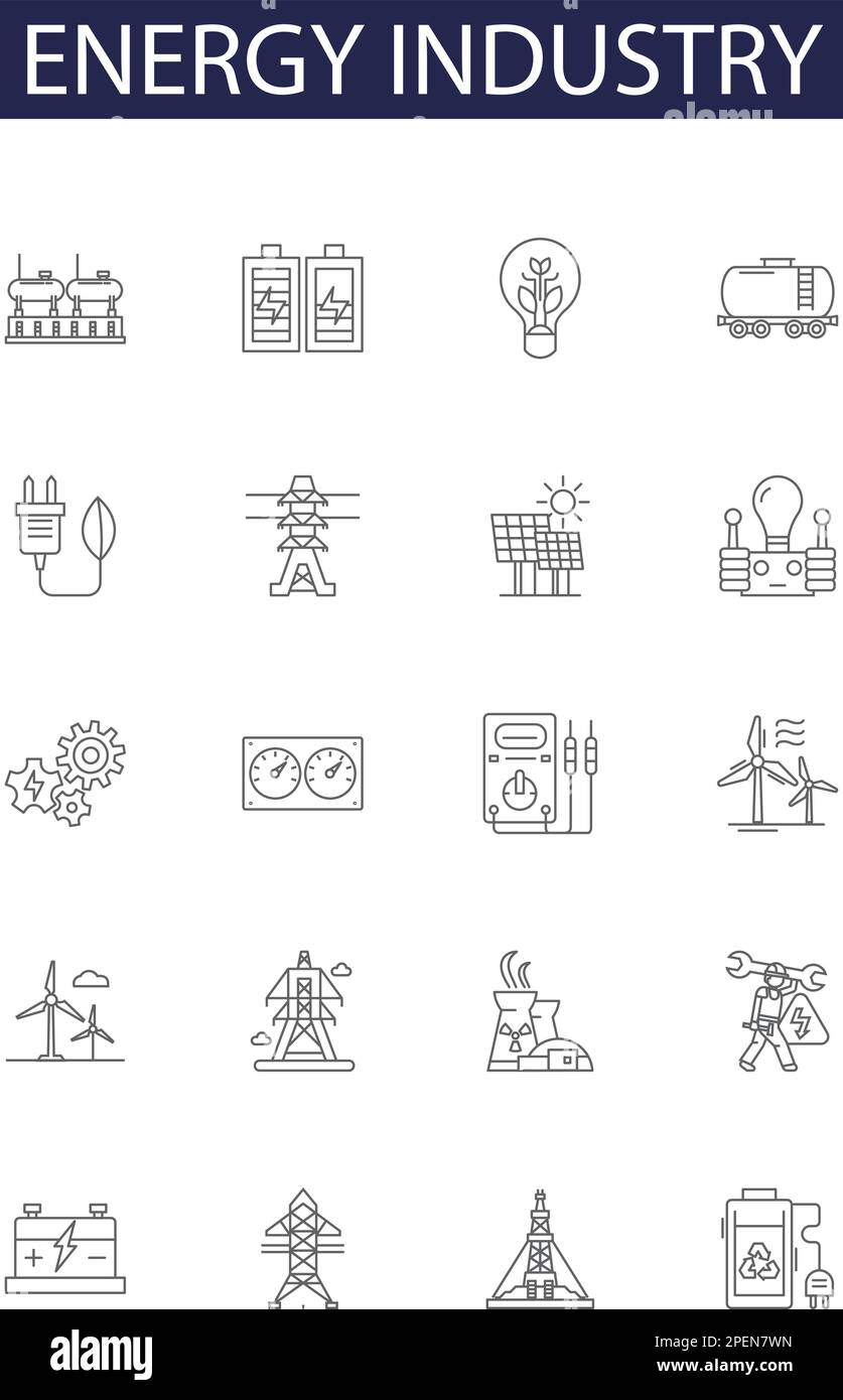 Energy industry line vector icons and signs. Electricity, Renewable ...