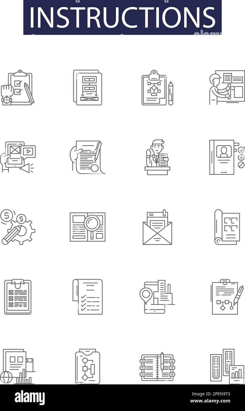 Instructions line vector icons and signs. symbol, icon, vector, information, illustration, sign ...