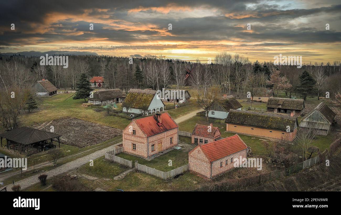Historic buildings in the open-air museum in the village of Klobka ...