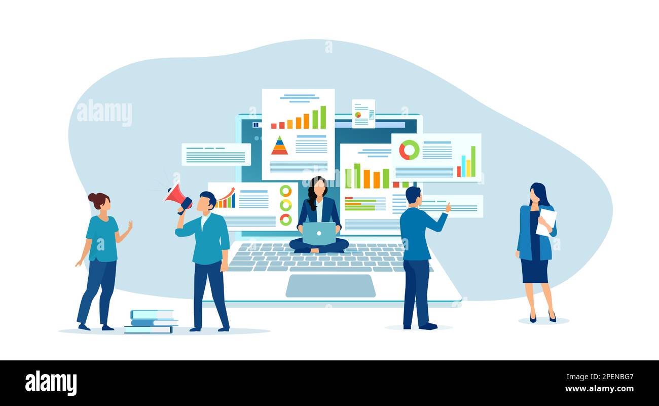 Vector of a group of people, company team analyzing business data Stock ...