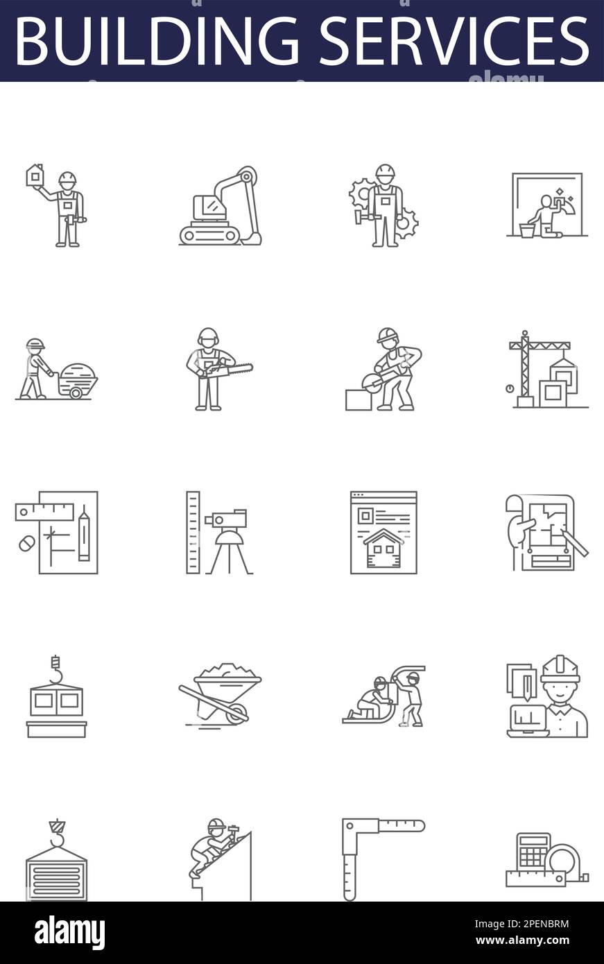 Building services line vector icons and signs. Design, Plumbing ...